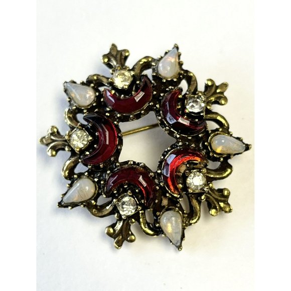 Vintage | Jewelry | Vintage Red Rhinestone Brooch Pin | Poshmark